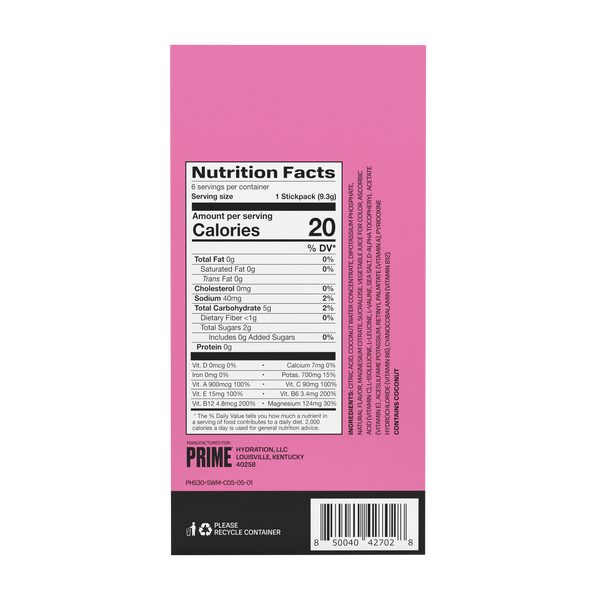 PRIME Hydration+ Sticks - Strawberry Watermelon, 6 PK